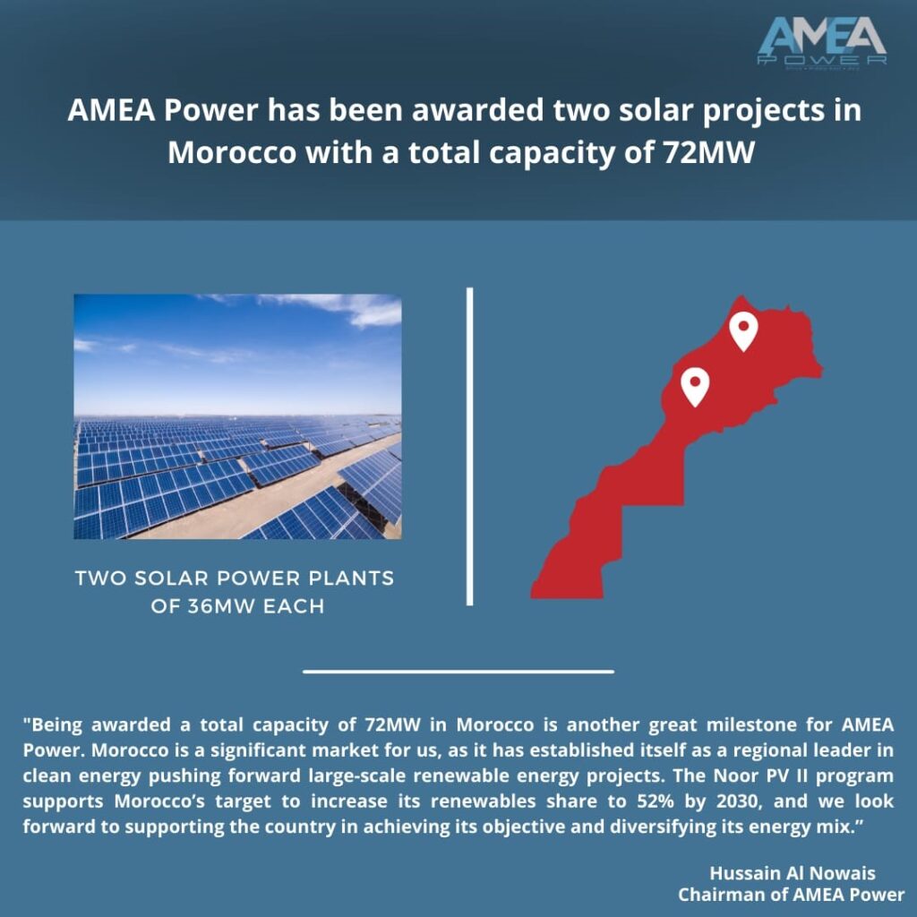 AMEA Power has been awarded two solar power projects with a total ...