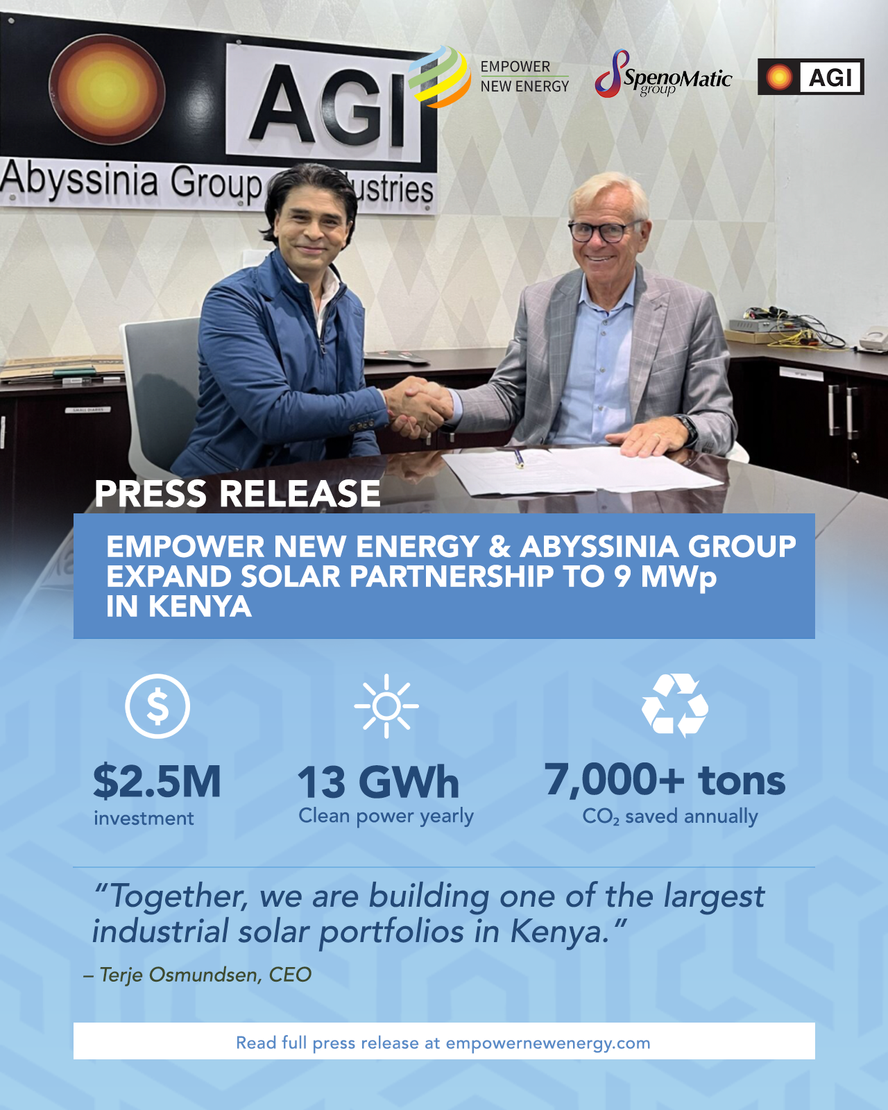 Empower New Energy and Abyssinia Group Industries Expand Partnership to 9 MWp Solar Power in ...